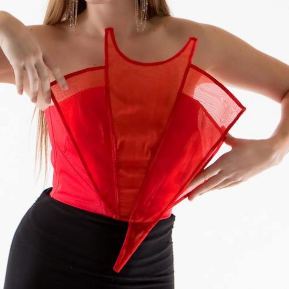 Ana Sekularac | Tops | Ana Sekularac Red Corset 3d Strapless Top ...